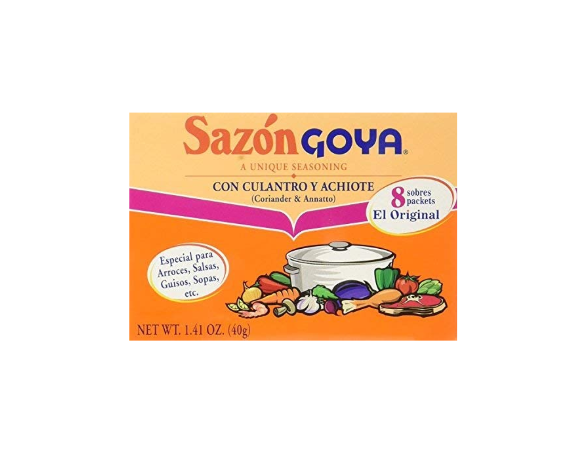 Goya Sazon Culantro y Achiote Caja con 8 Sobres de 1.4 oz – Canasta Express